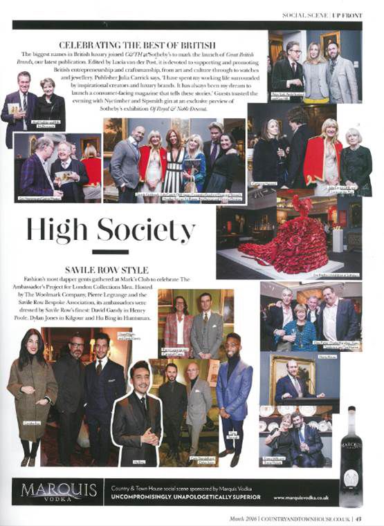 Press Country and Townhouse March 2016 – Huntsman Savile Row