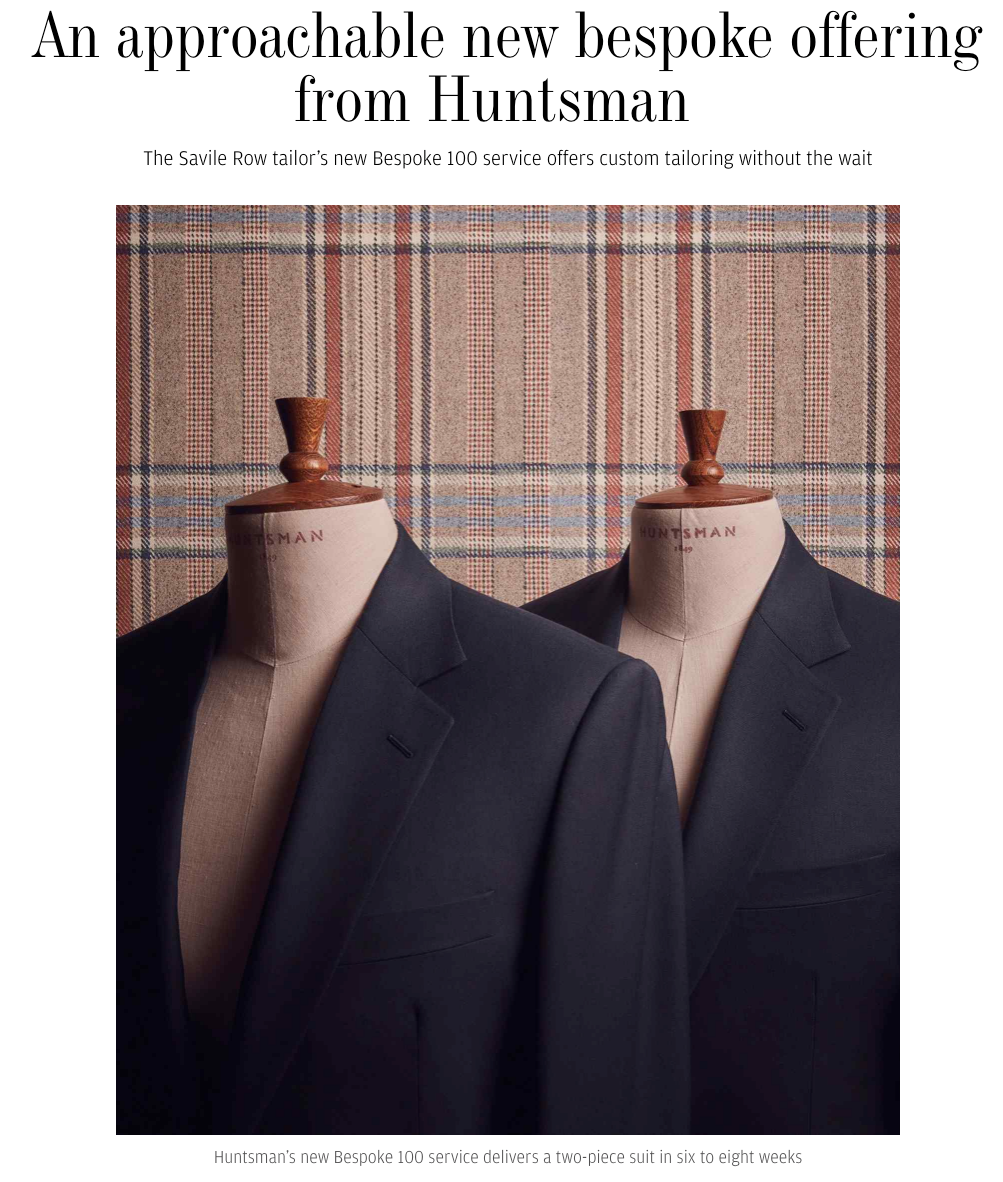 Bespoke 100 - how to spend it – Huntsman Savile Row