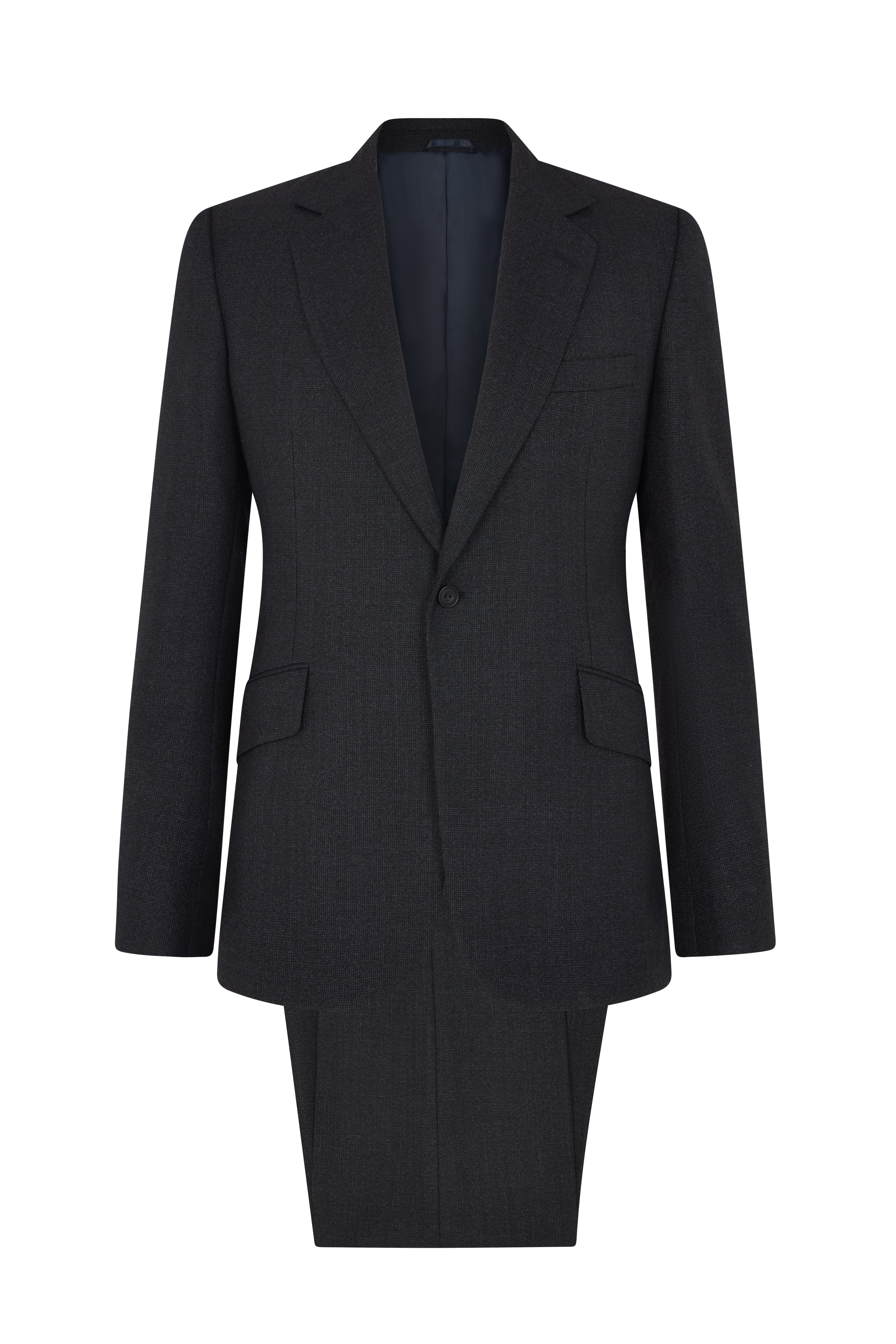 Navy Semi Plain Single Breasted Suit – Huntsman Savile Row