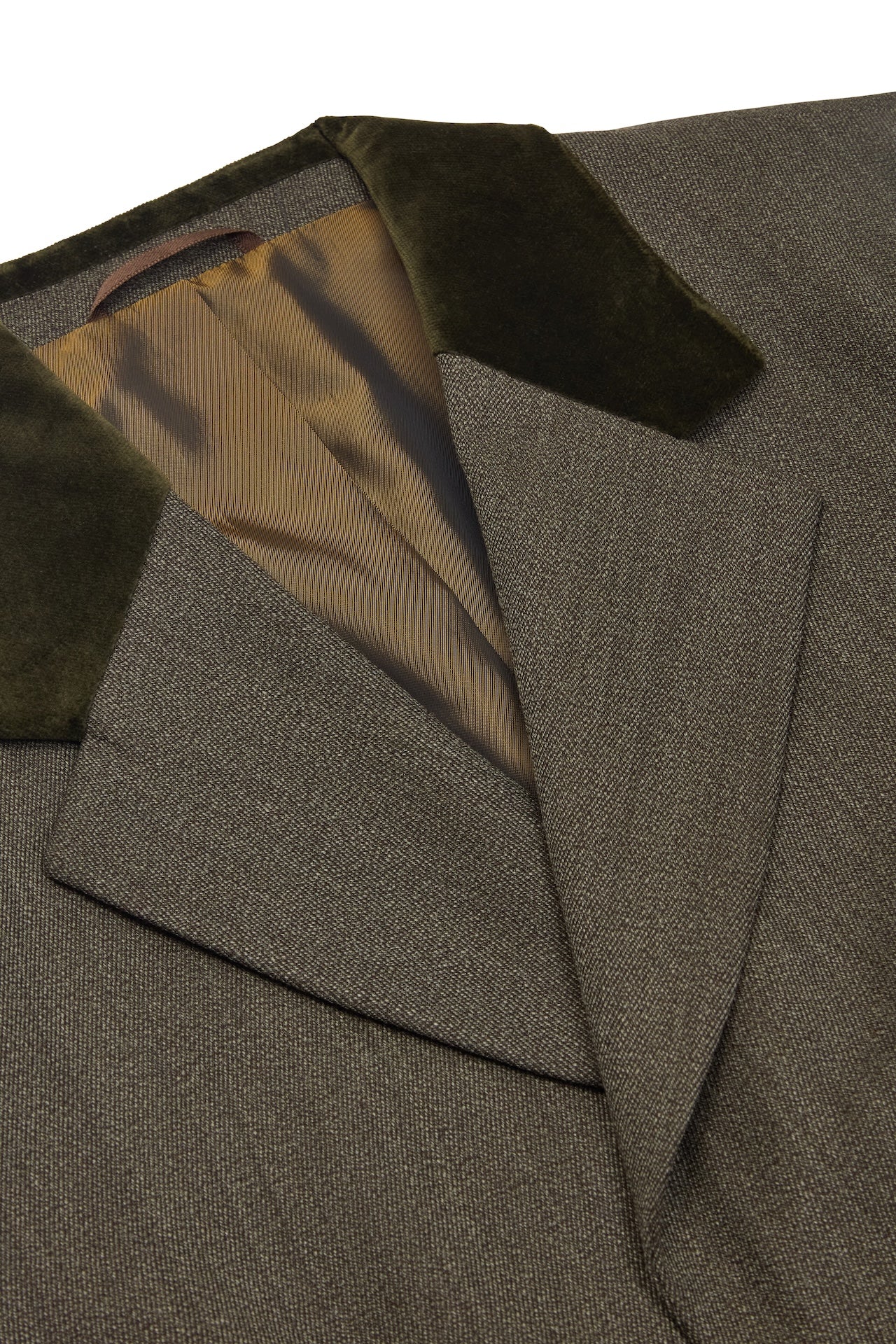 Green Covert Coat With Velvet Collar Overcoat – Huntsman Savile Row