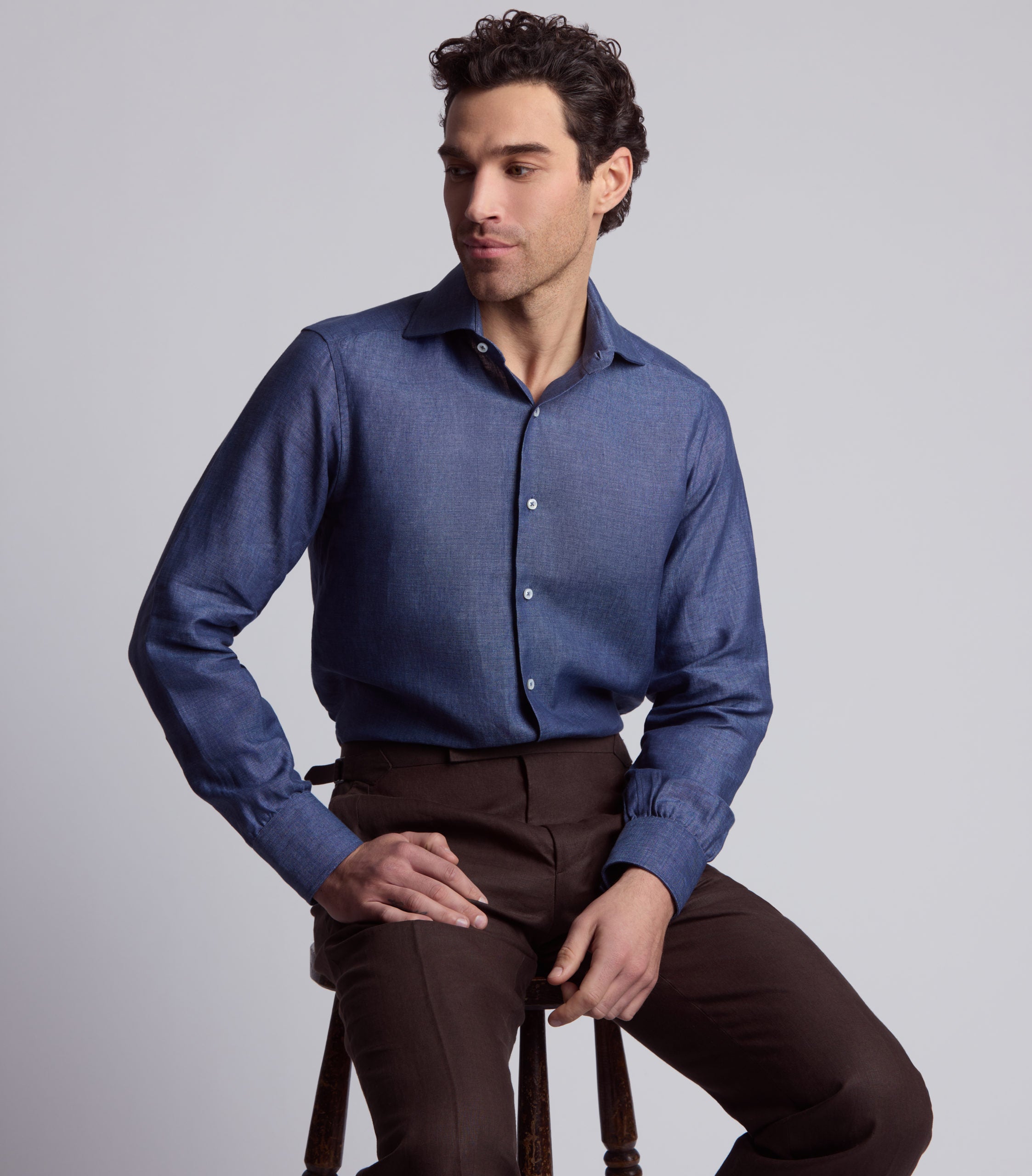 Blue Chambray Linen Shirt – Huntsman Savile Row