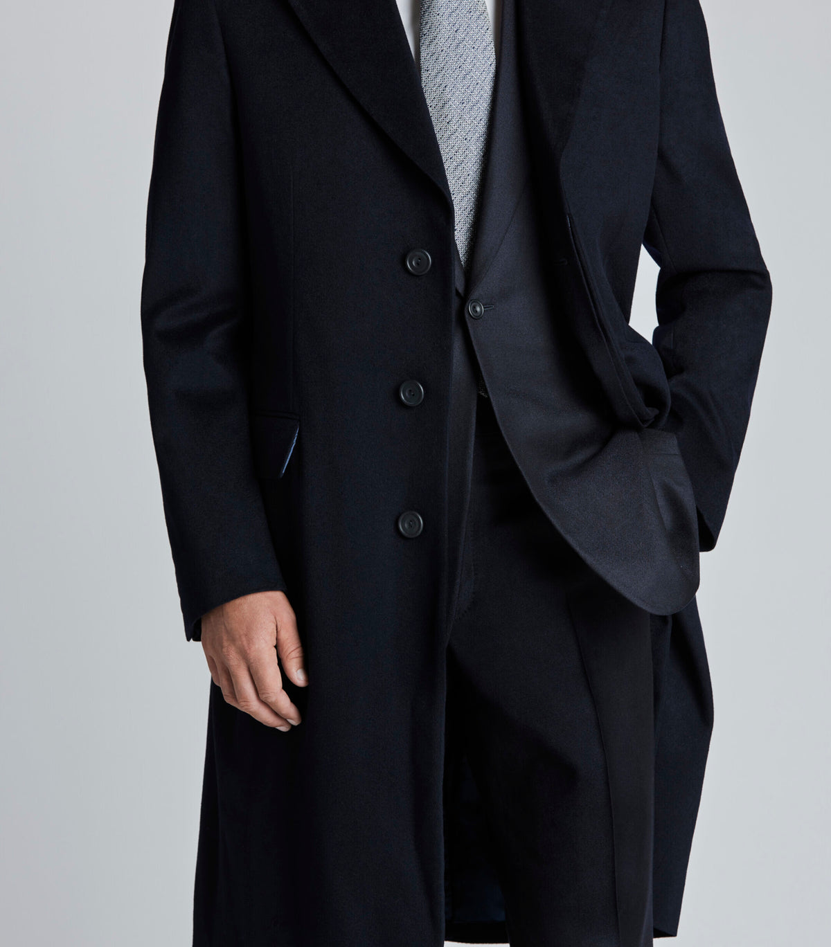 Navy Cashmere Storm System Overcoat – Huntsman Savile Row